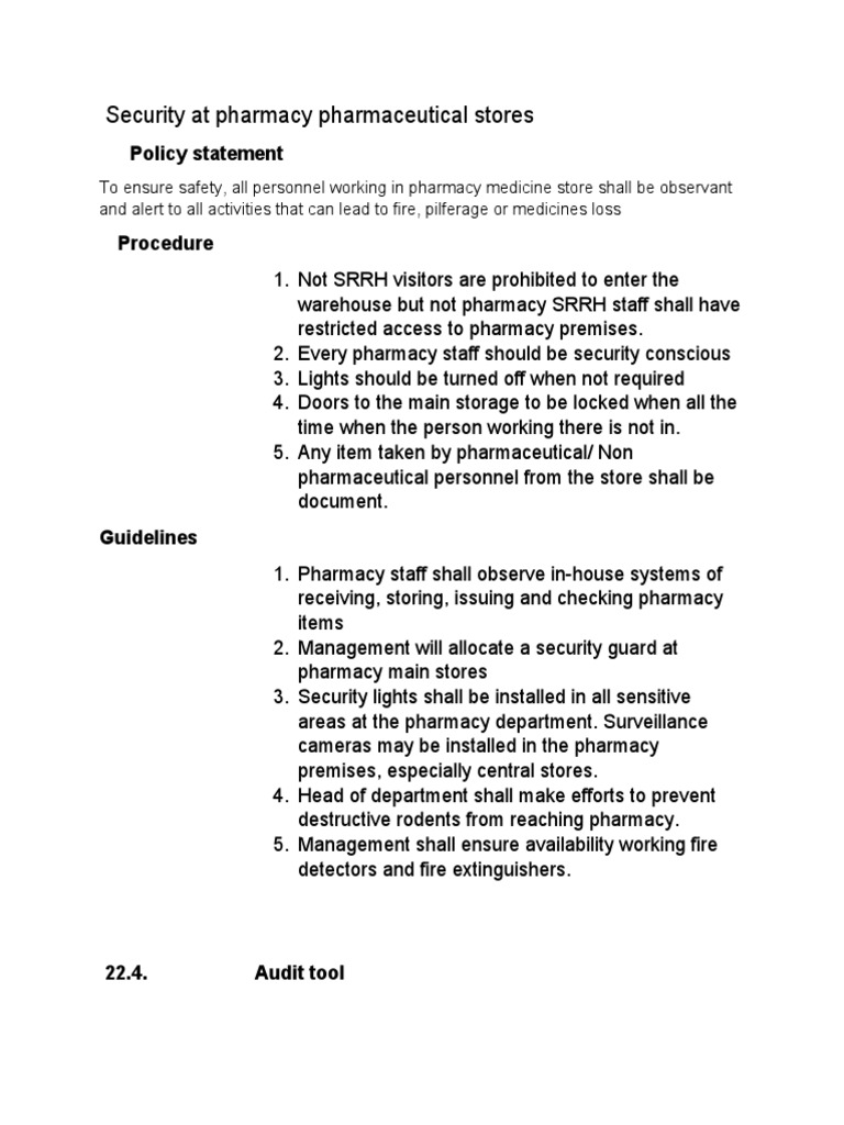 Pharmacy Security Procedures and Guidelines | PDF | Securities | Pharmacy