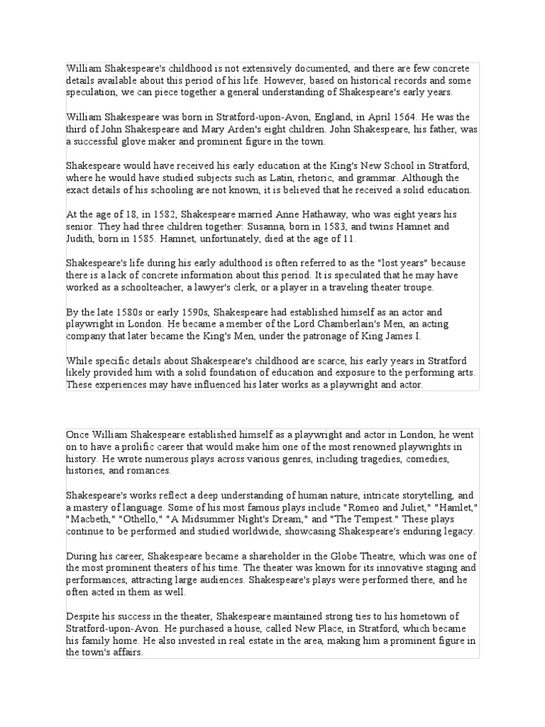William Shakespeare | PDF | William Shakespeare | Play (Theatre)