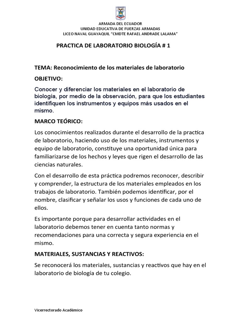 Practica #1 de Laboratorio Biol. | PDF | Laboratorios | Microscopio