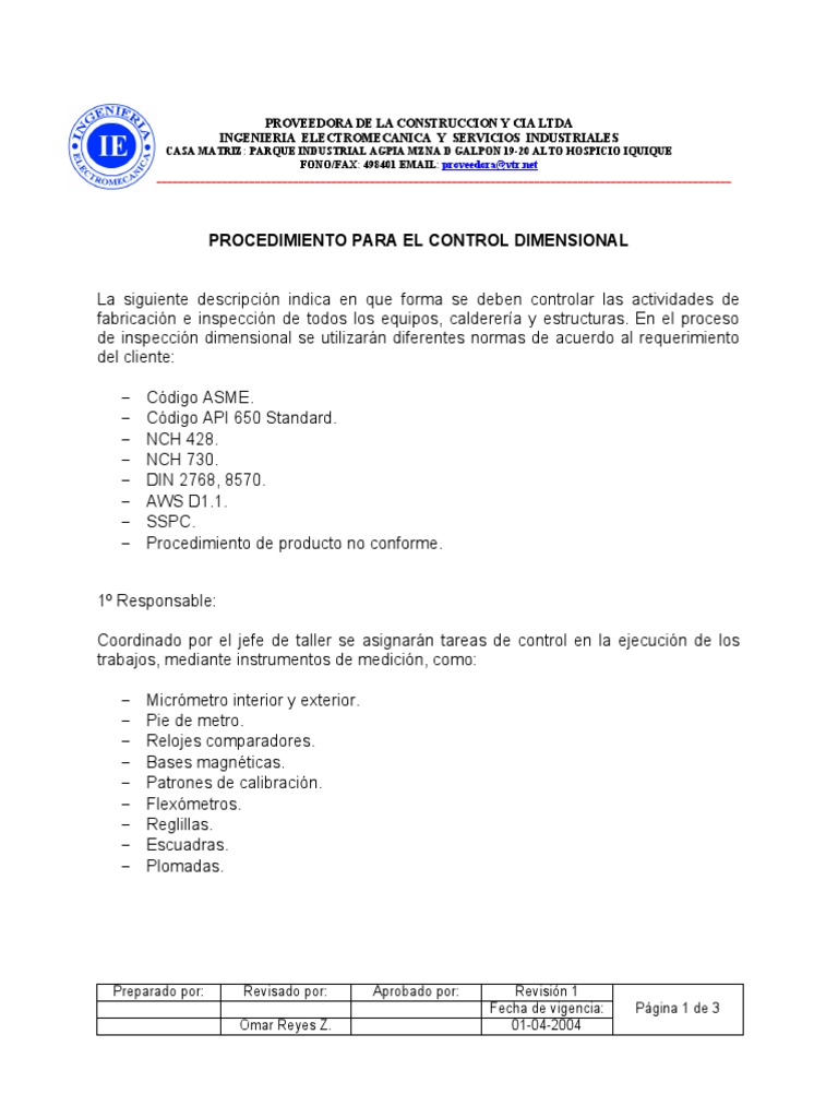 Control Dimensional | PDF