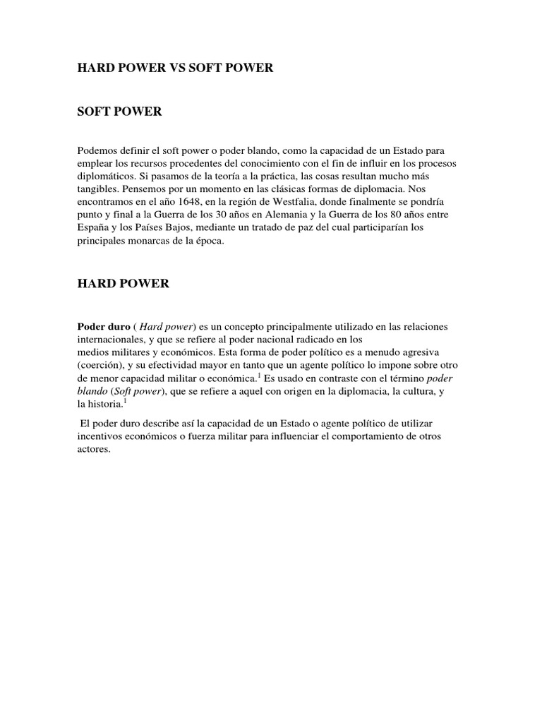 Hard Power Vs Soft Powe1 | PDF