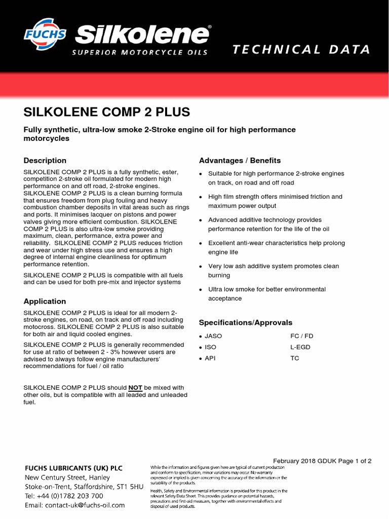 Silkolene Comp 2 Plus - Pds - en | PDF | Engines | Vehicle Technology