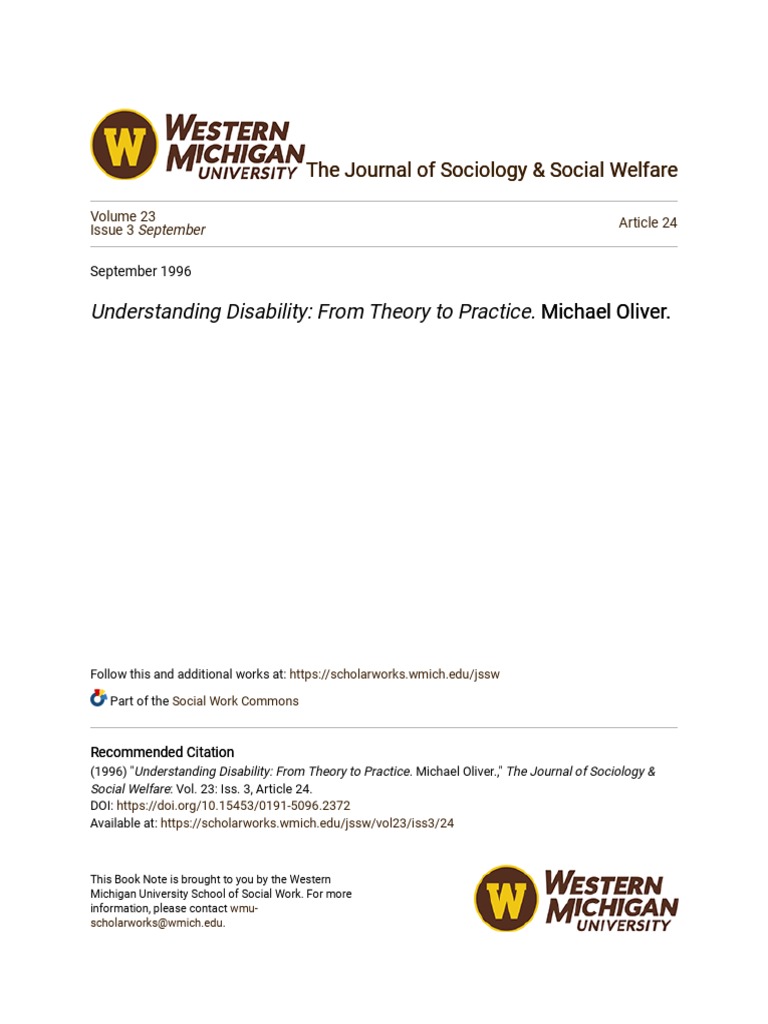 Michel Oliver 1996 | PDF | Disability | Social Work