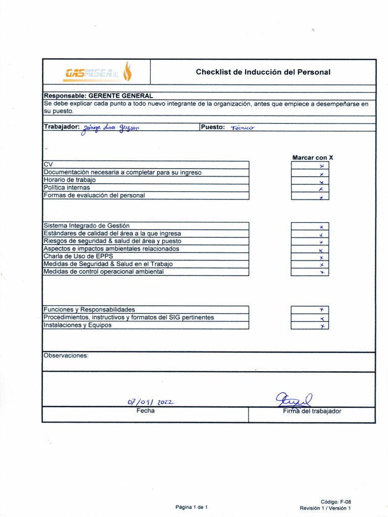 F-04 Check-List de Inspección | PDF