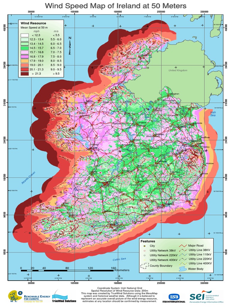 National Wind Speed Map (50m) | PDF | Gaelic Games