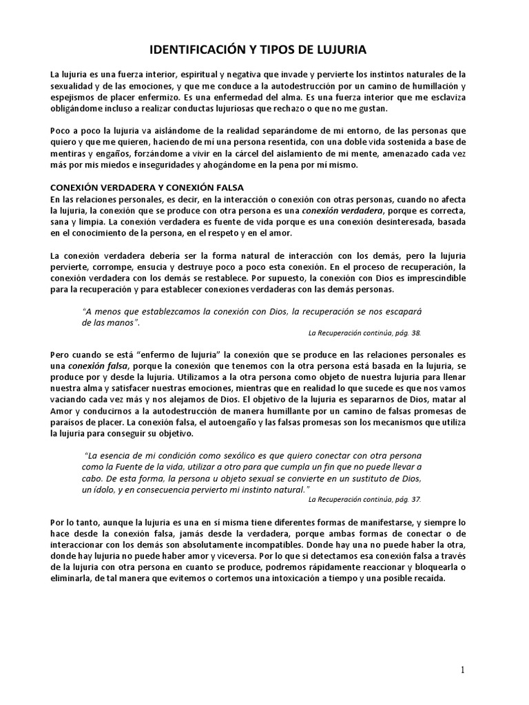 IDENTIFICACION Y TIPOS DE LUJURIA enviìo | PDF | Lujuria | Belleza