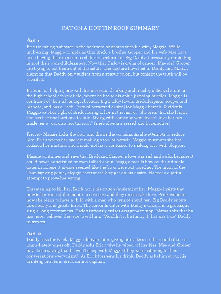 Cat On A Hot Tin Roof | PDF