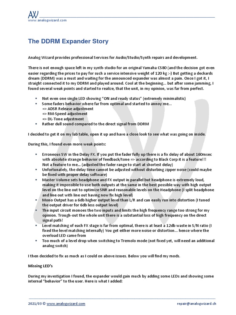AW - DDRM Expander Mods | Download Free PDF | Amplifier | Signal To ...