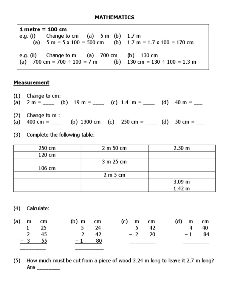 Measurement Grade 4 | PDF