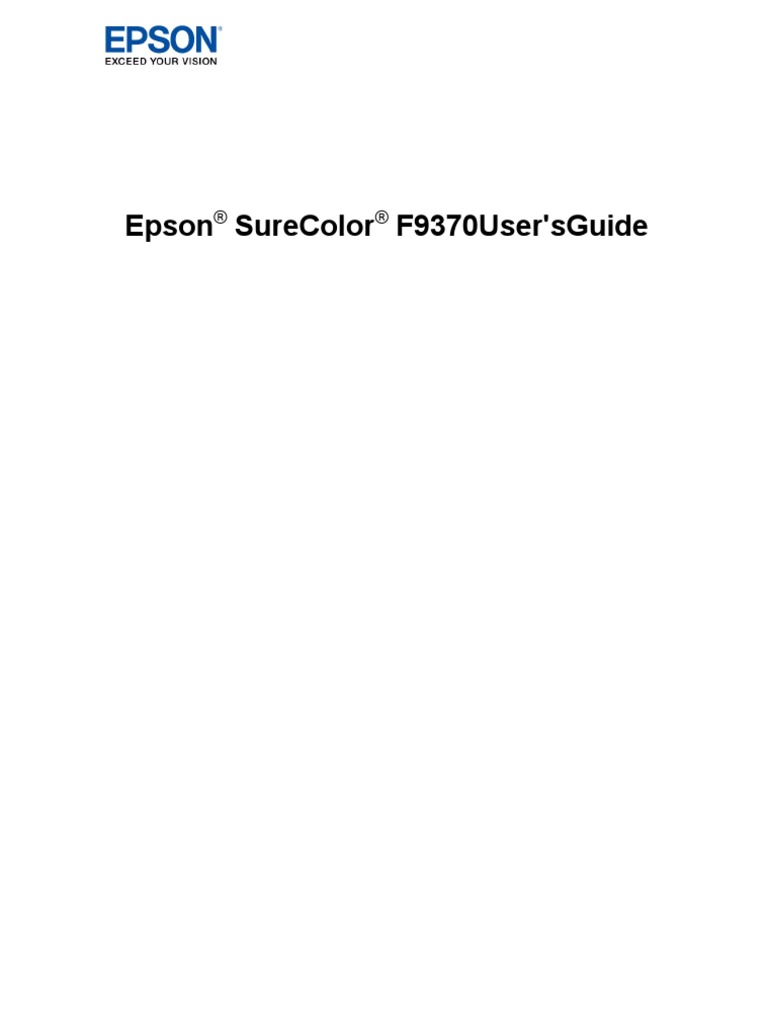 Epson SureColor F9370 Manual | PDF