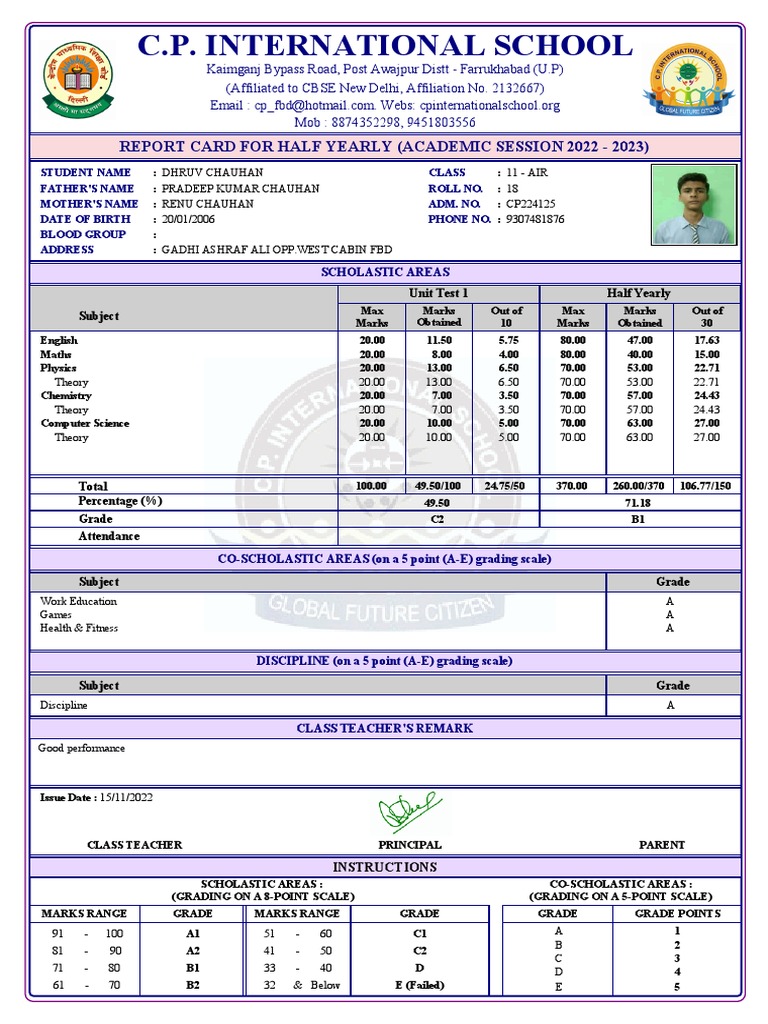 RC - 2506 - Half Yearly - 2022 - CP224125 | PDF | Student Assessment ...