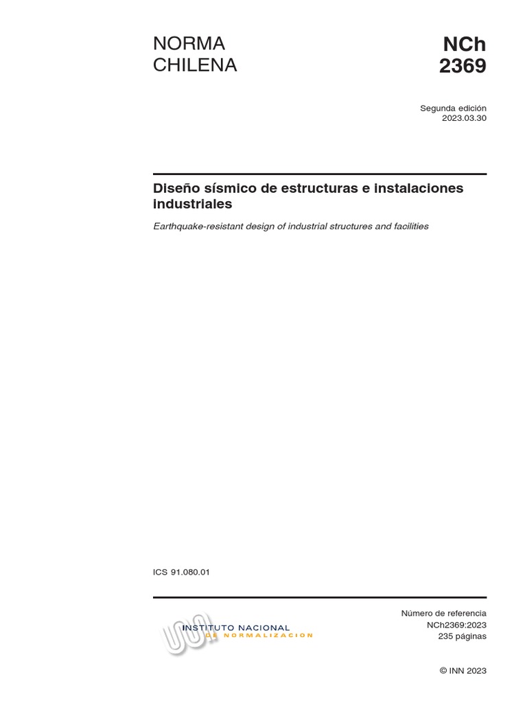 NCH 2369 - 2023 - 230519 - 204702 | PDF | Diseño | Viga (Estructura)