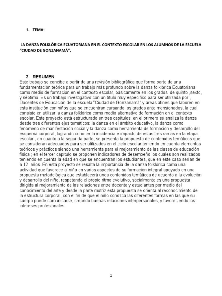 Proyecto Folklore | PDF | Bailes | Plan de estudios