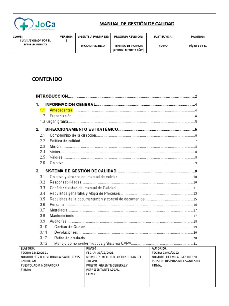 Manual de Calidad | PDF | Sistema de manejo de calidad | Farmacéutico