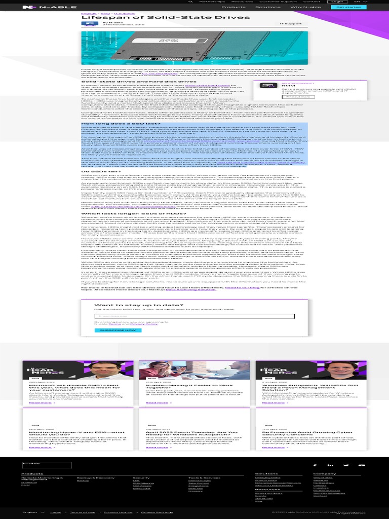 SSD Lifespan: How Long Do Solid-State Drives Last? - N-Able | PDF | Solid State Drive | Hard ...