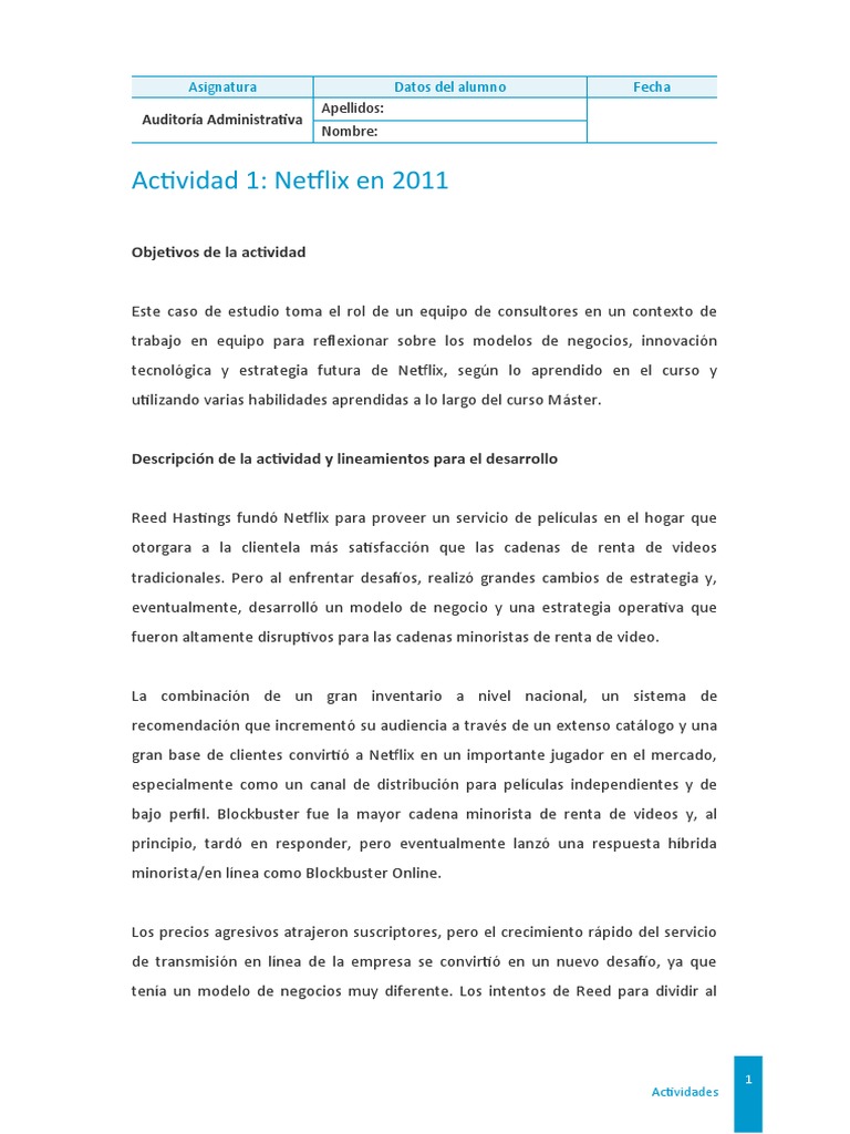 Estrategias de Netflix en 2011 | PDF | Netflix | Cadena de valor