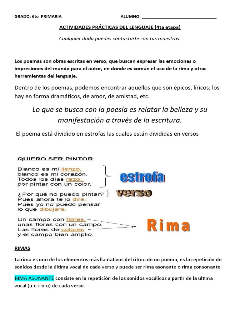 Poemas y Rimas para Sexto Grado | PDF | Poesía | Rima