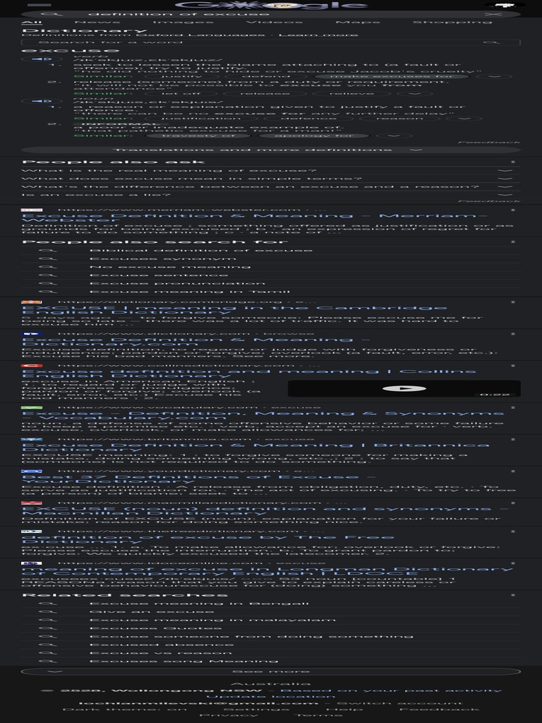 Definition of Excuse - Google Search | PDF | Linguistics