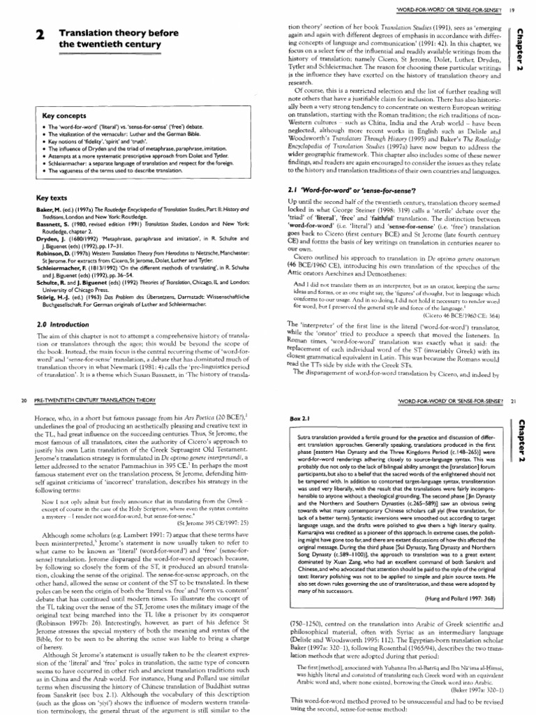 Handout 1 - Jeremy Munday On Pre-20th-Century Theories of Translation | PDF