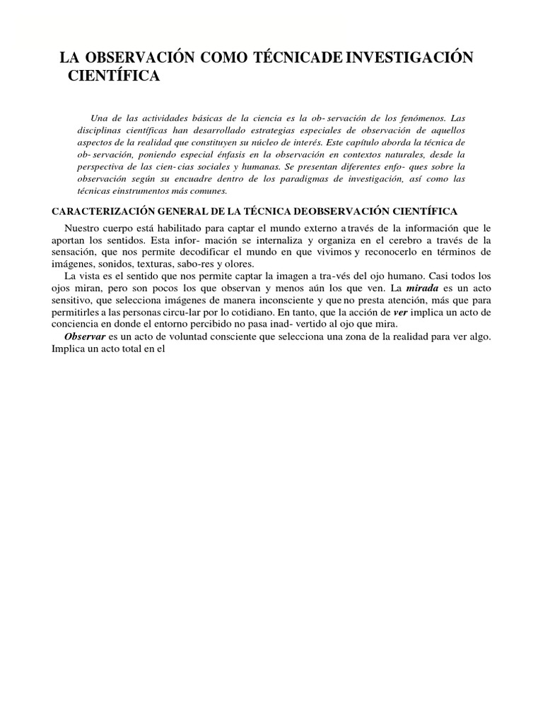 La Observación Como Técnica de Investigación Científica_claudia | PDF ...