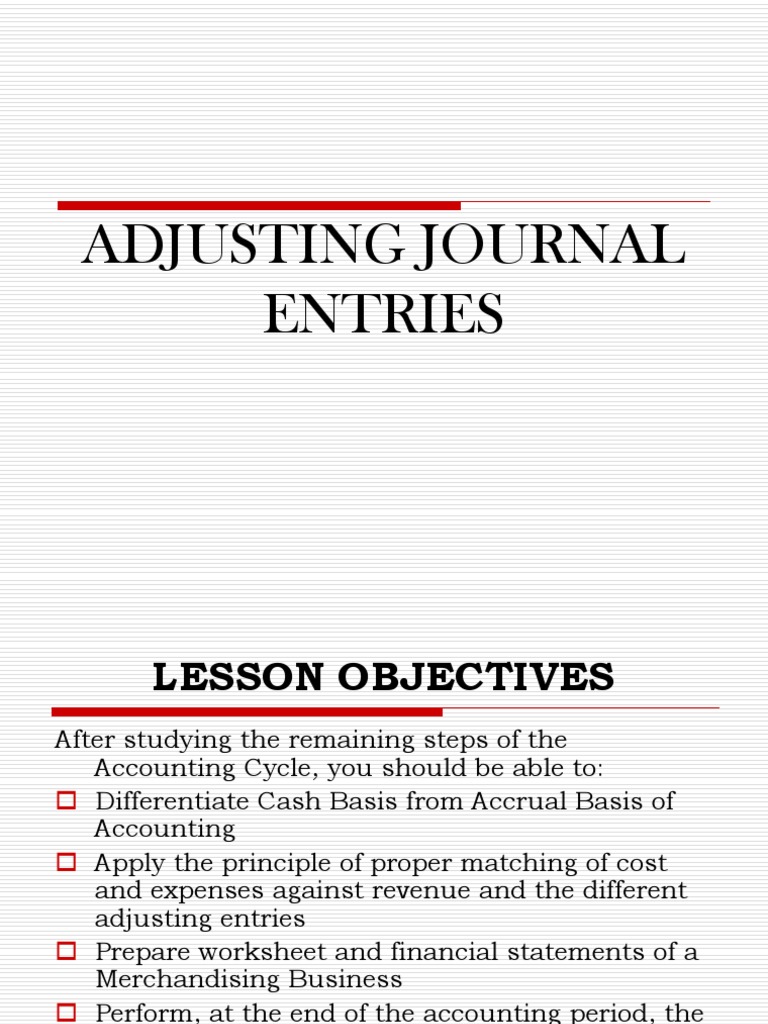 ACTG101 Adjusting Entries | PDF | Depreciation | Debits And Credits