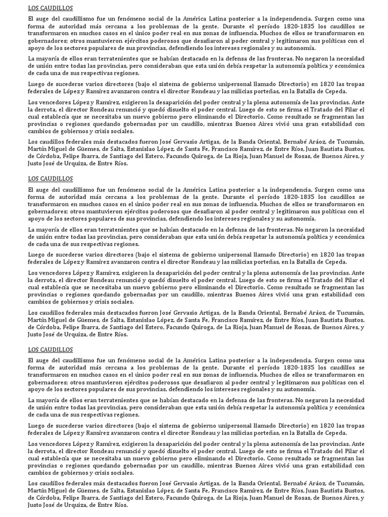 Los Caudillos | PDF | Conflictos | América del Sur