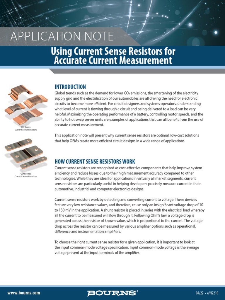 Bourns n1702 Current Sense Accurate Measurement Appnote | PDF | Resistor | Electrical Resistance ...