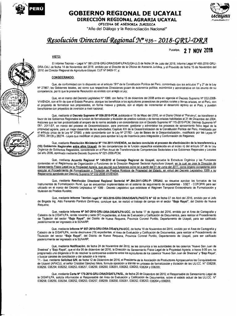 RDR - N - 435 2018 Gru Dra | PDF | Agricultura | Ley de Tierras