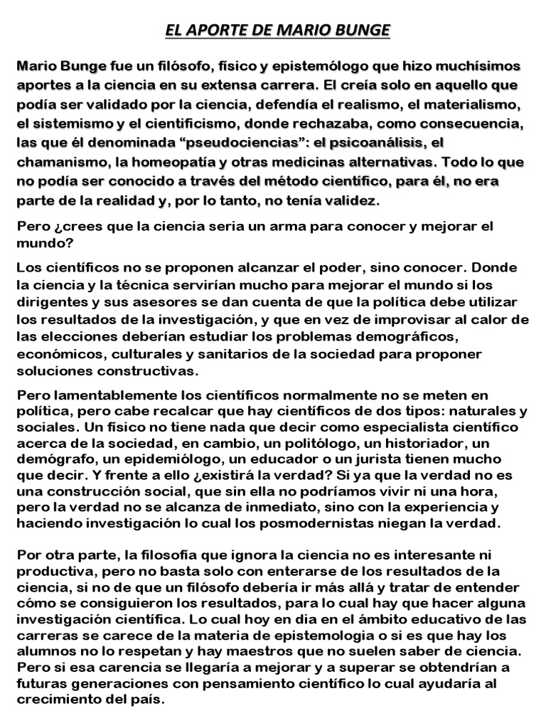 El Aporte de Mario Bunge | PDF