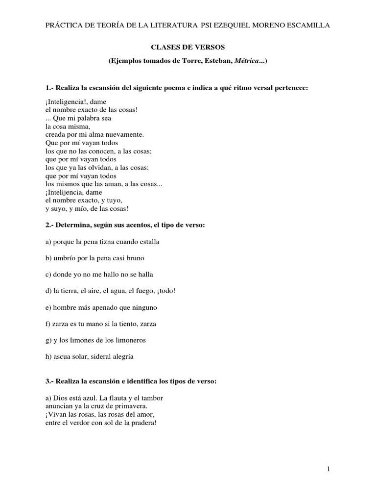 Clases y tipos de versos en poesía | PDF | Clásicos