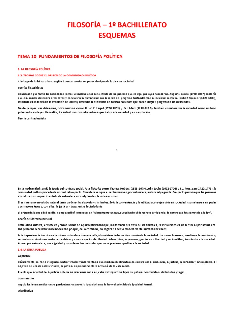 Filosofía - 1º Bachillerato Esquemas | PDF | La Ley natural | Crimen y violencia