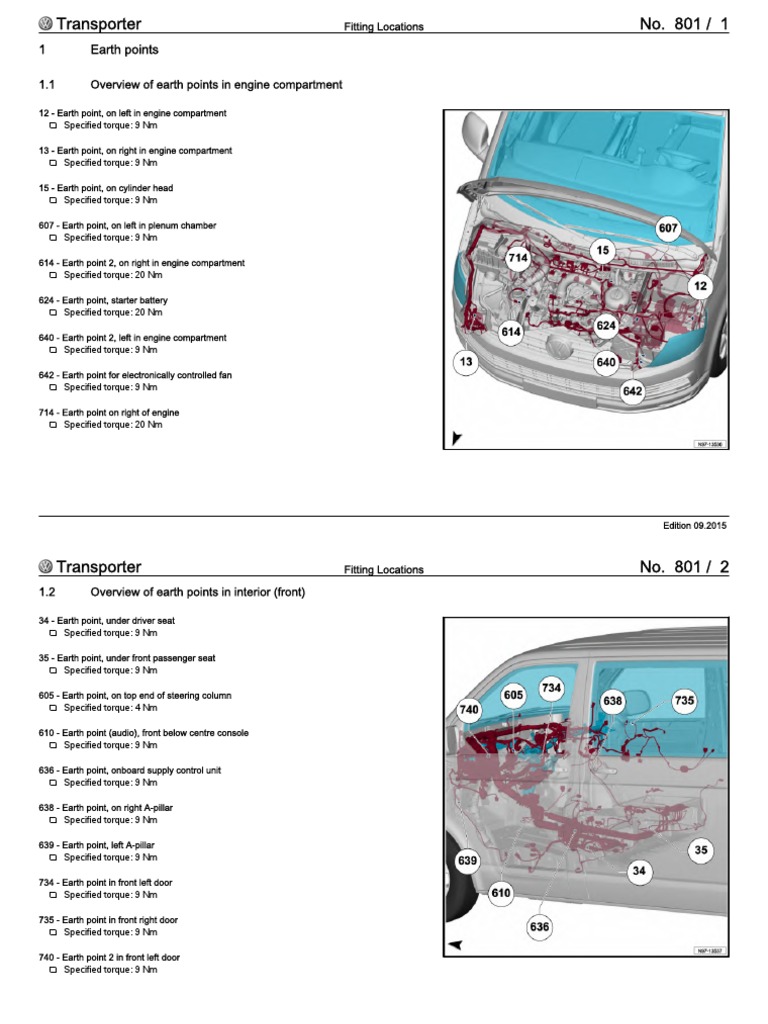 VW t6 Fitting Locations Eng | PDF | Fuse (Electrical) | Switch