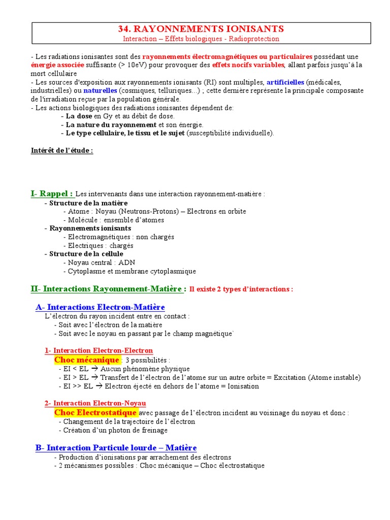 34 - Rayonnements Ionisants | PDF | Rayonnement ionisant | Radioprotection