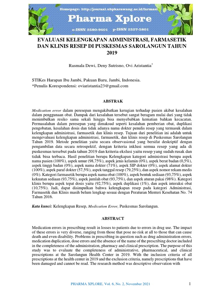 Contoh Evaluasi Penulisan Resep | PDF