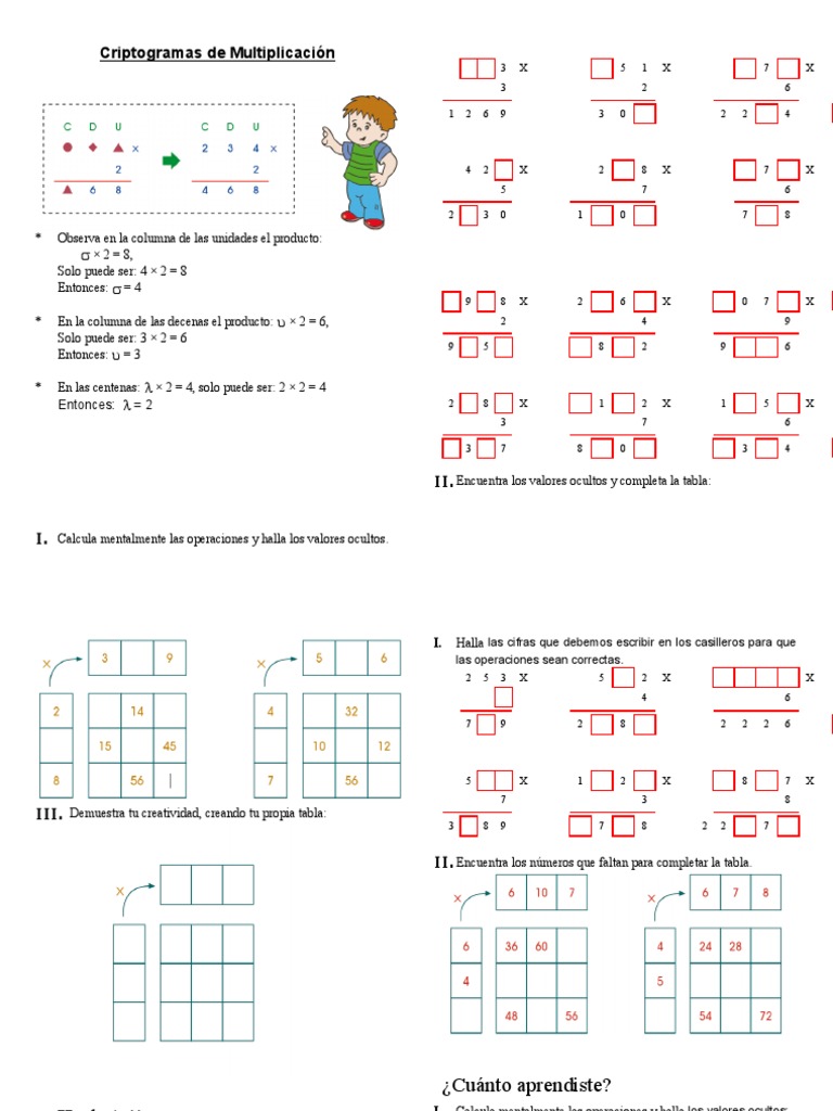 Criptogramas-de-Multiplicación-para-Tercer-Grado-de-Primaria | PDF | Matemáticas