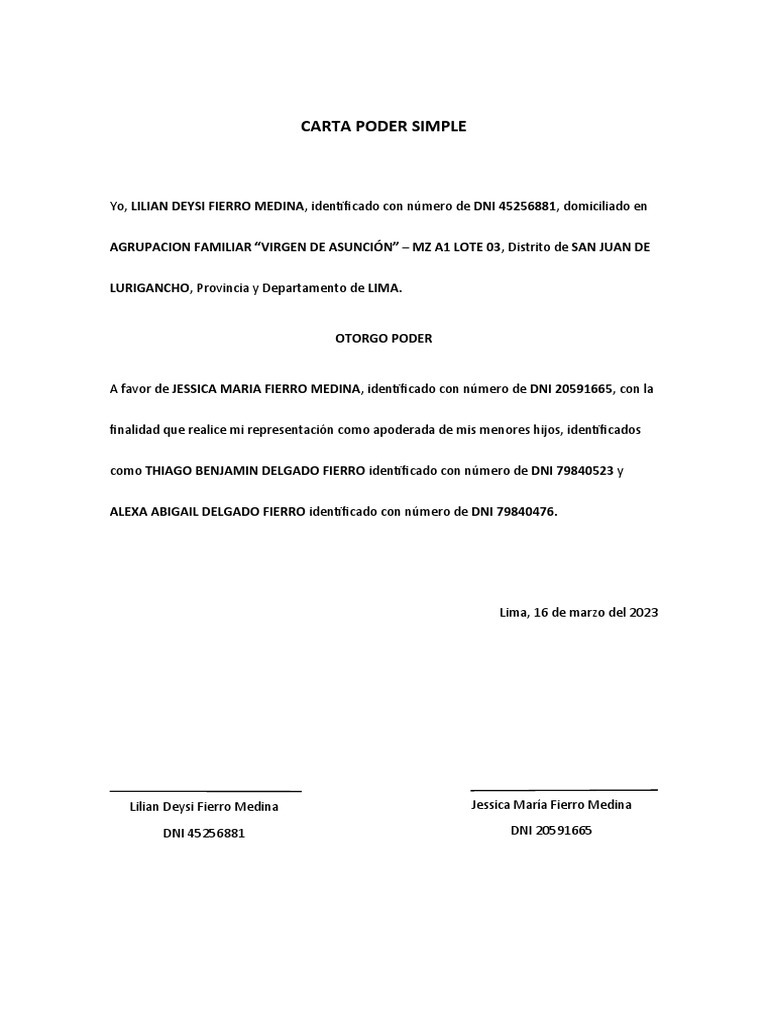 Carta Poder Simple | PDF