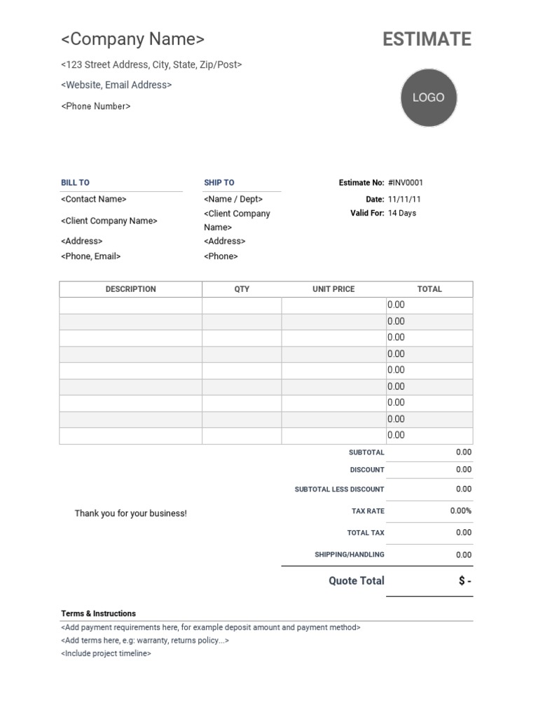 Estimate Template 4 Word | PDF | Economies | Money