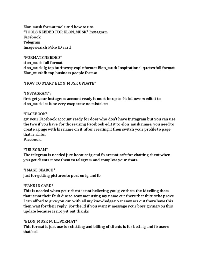 Elon Musk Format and How To Use | PDF