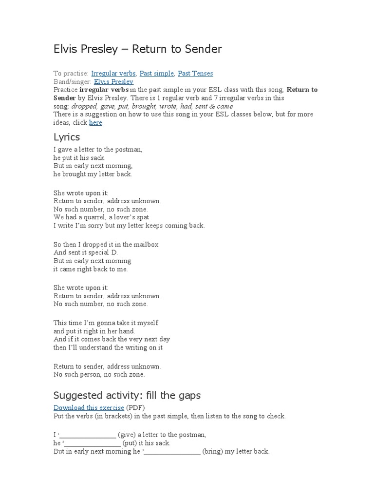 Songs With PAST SIMPLE and PAST CONTINUOUS | PDF | Songs | The Beatles