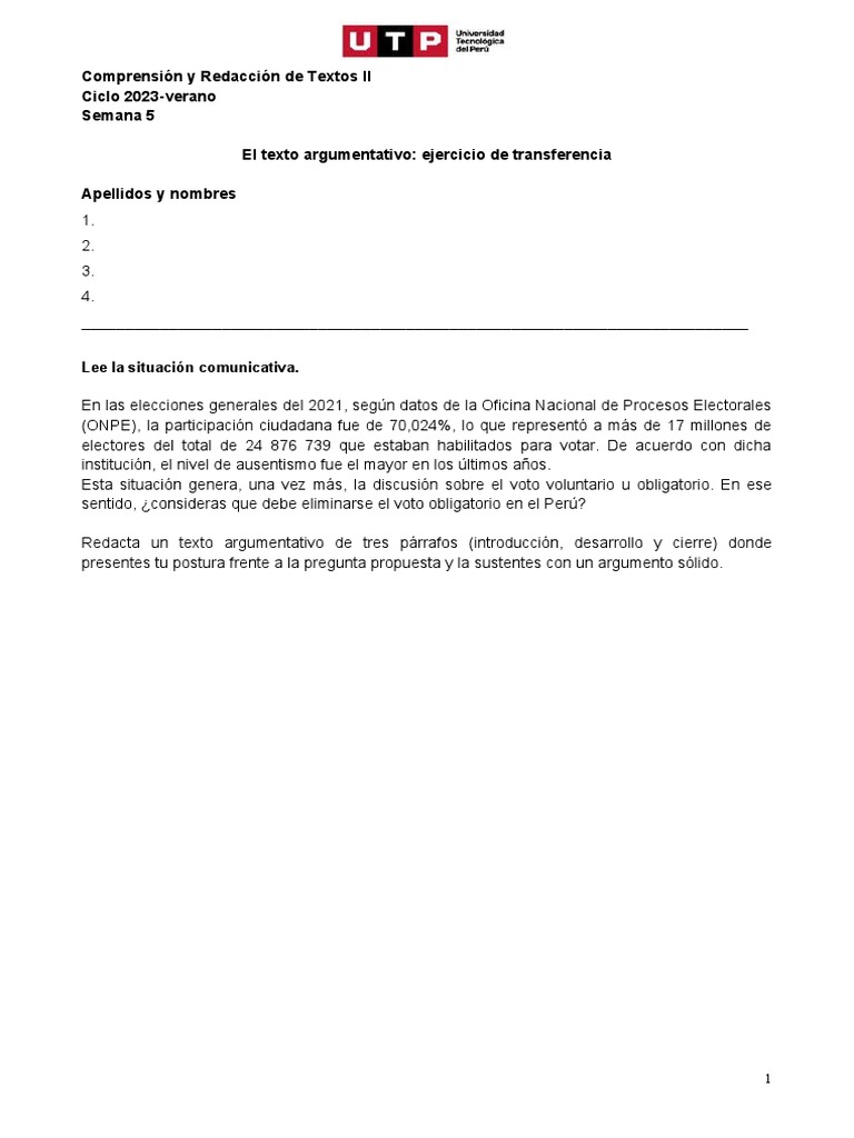 Ejercicio de Texto Argumentativo | PDF | Informática