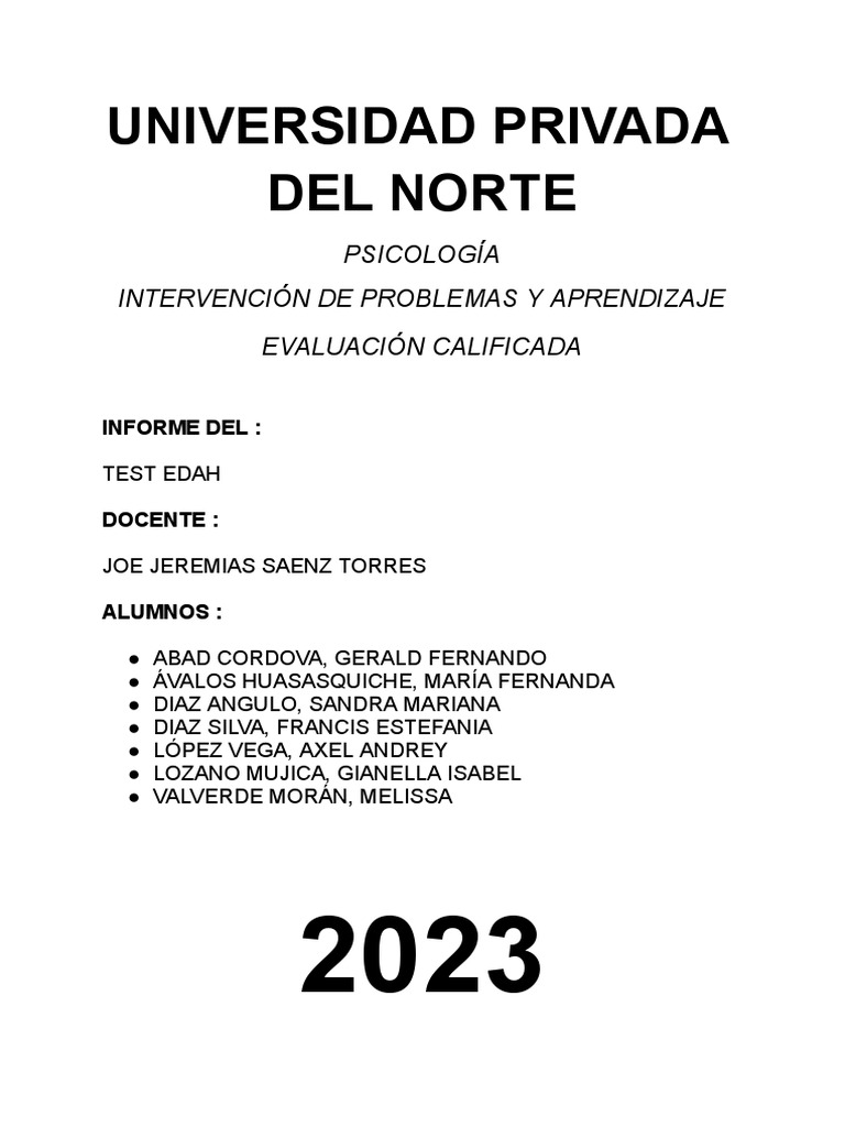 Informe EDAH por Joe Saenz Torres | PDF | Desorden hiperactivo y ...
