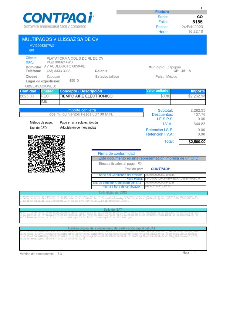 Factura Al Contado CO 5155 | PDF