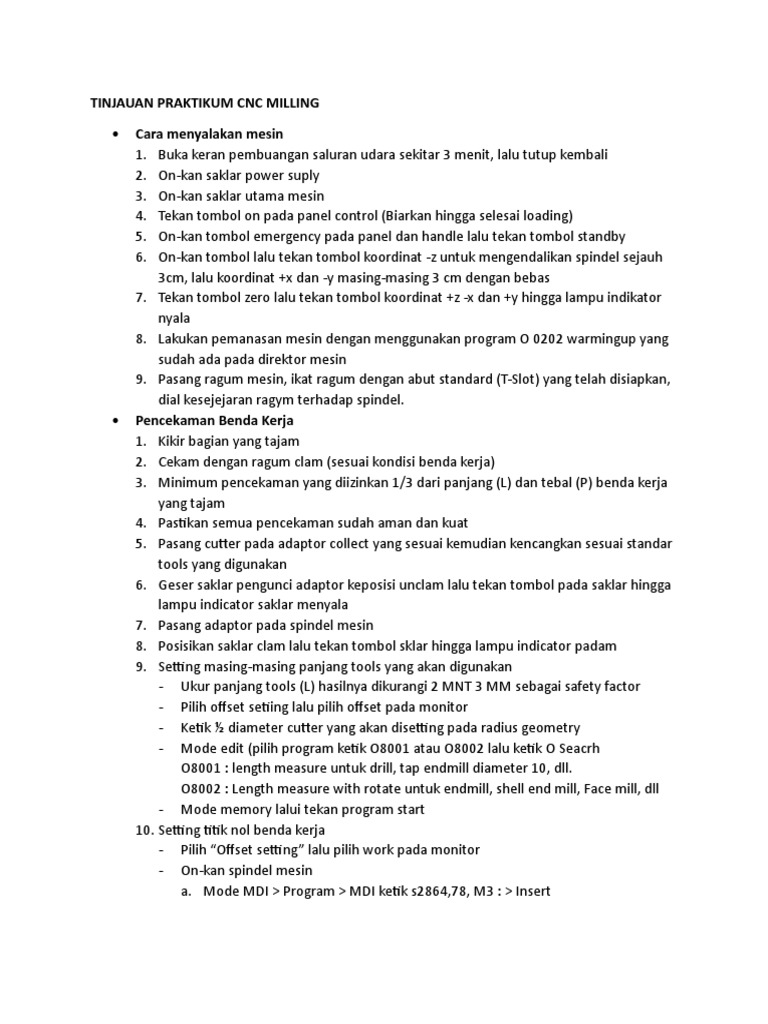 Tinjauan Praktikum CNC Milling | PDF