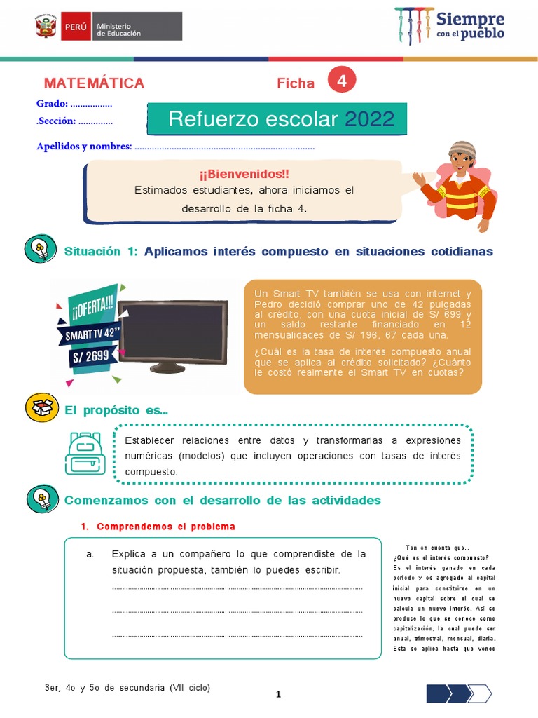 ficha 4 | PDF | Interés compuesto | Funcion exponencial