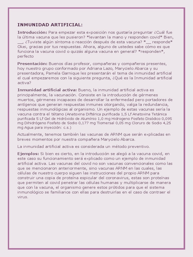 INMUNIDAD ARTIFICIAL | PDF | Sistema inmune | Anticuerpo