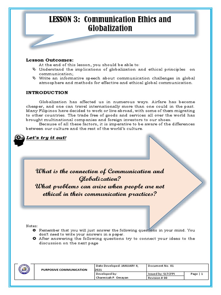 Purpossive Module 2 | PDF | Communication | Globalization