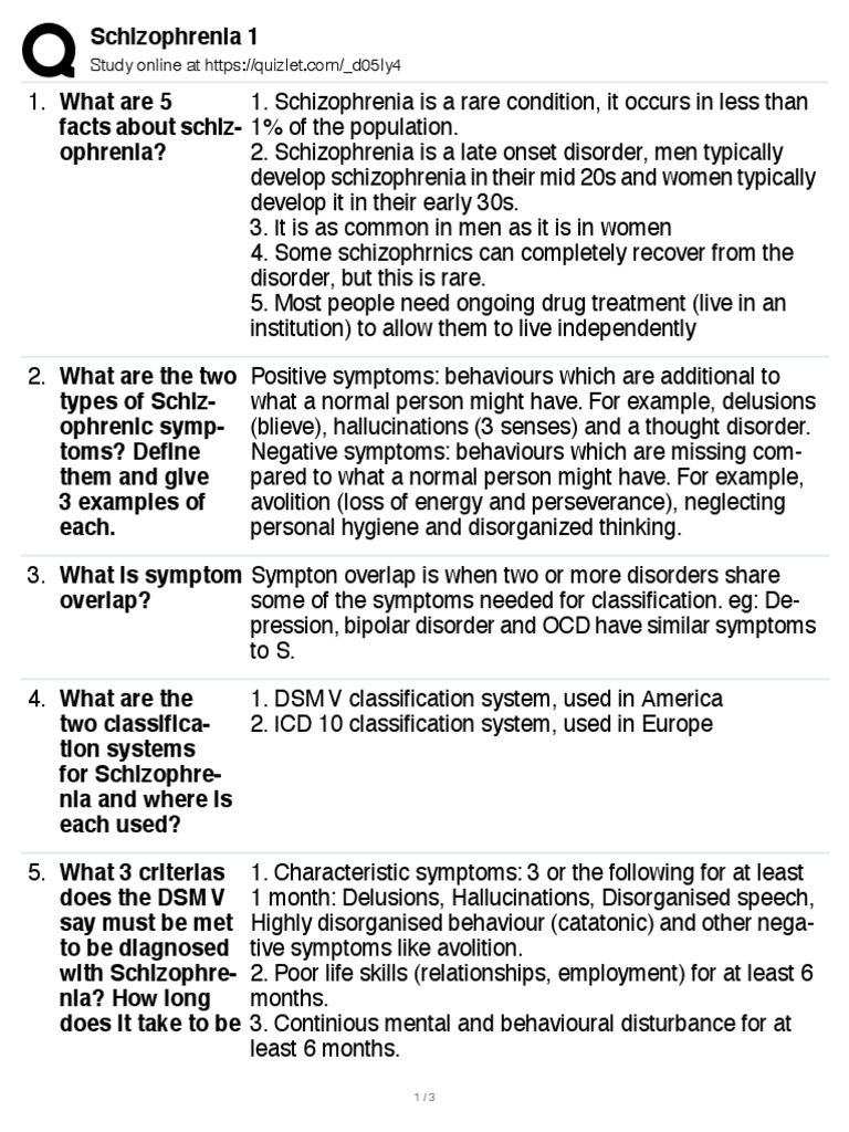 Psychology Schizophrenia Notes | PDF | Schizophrenia | Antipsychotic