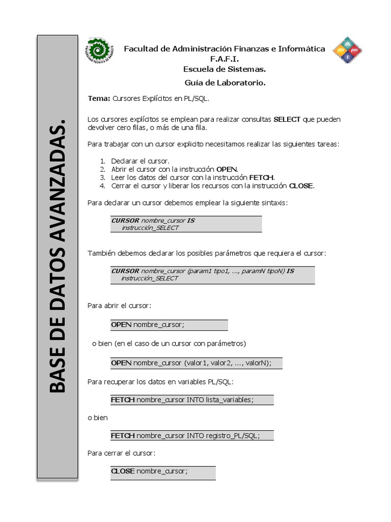 Oracle Cursores | PDF | Pl / Sql | SQL Oracle Cursores | PDF | Pl / Sql | SQL