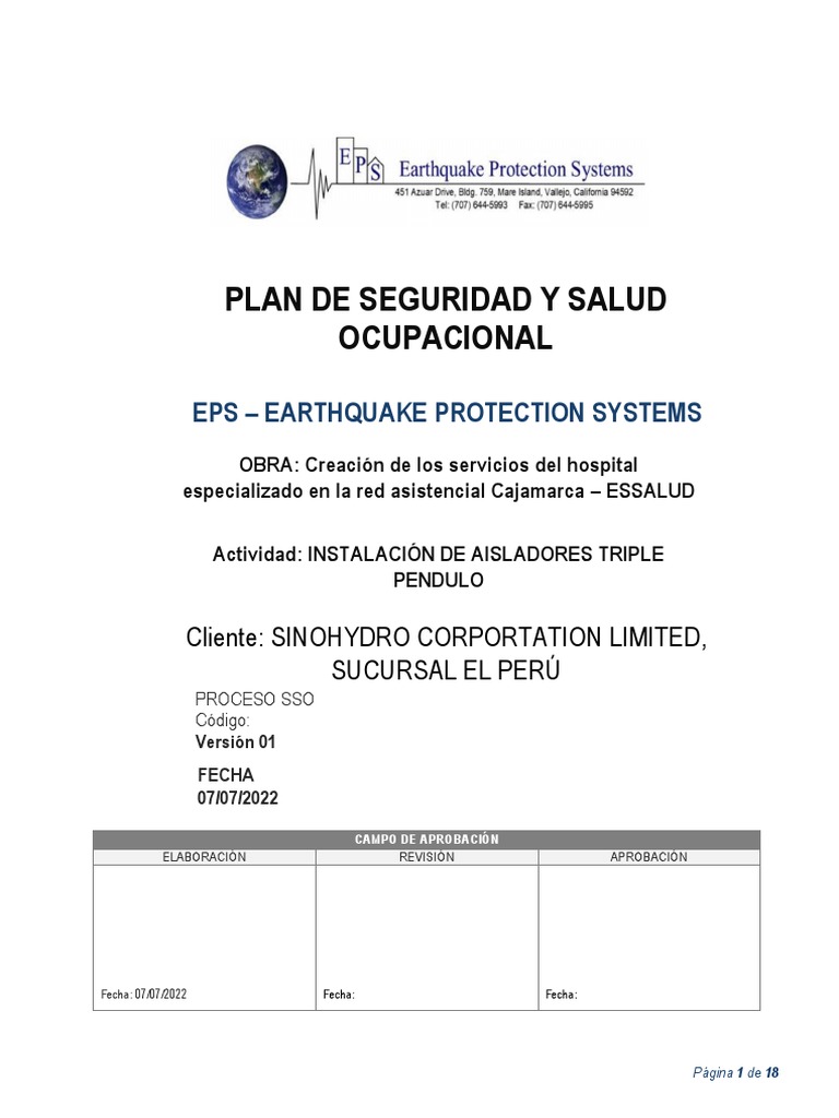 MODELO DE PLAN DE SEGURIDAD | PDF | Seguridad y salud ocupacional | Hospital