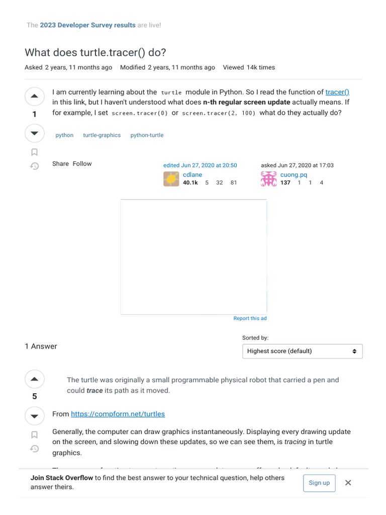 Python - What Does Turtle - Tracer Do - Stack Overflow | PDF | Software Development | Computer ...